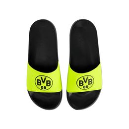 BVB Badeschlappen Logo neon in Schwarz | Gr.: 45/46