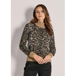 Madeleine Mode MADELEINE Eleganter Jacquard-Pullover mit Animal-Design in caramel / schwarz / multicolor | Gr.: 44