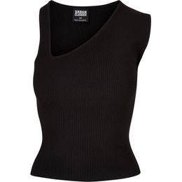 Urban Classics Damen Ladies Rib Knit Asymmetric Top in black | Gr.: XXL