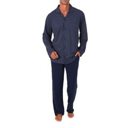 Normann Langarm Schlafanzug Pyjama zum durchkn&ouml;pfen - 86522 in marine | Gr.: 54