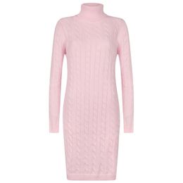 Felix Hardy Grobstrick Zopfmuster Rollkragen Kleid in pink | Gr.: M