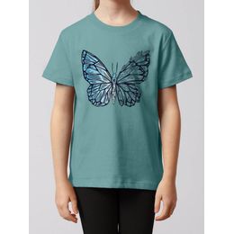 wat? Apparel T-Shirt Crystal Butterfly in Teal Monstera | Gr.: 152-164
