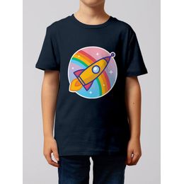 wat? Apparel T-Shirt Cartoon Rakete in Dunkelblau | Gr.: 134-146