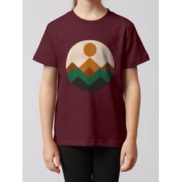 wat? Apparel T-Shirt Geometric Landscape 2 in Weinrot | Gr.: 122/128