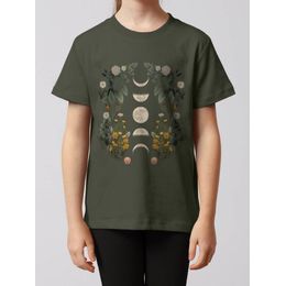 wat? Apparel T-Shirt Moonphases & Flowers in Khaki | Gr.: 122/128