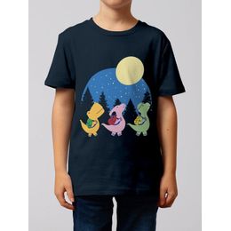 wat? Apparel T-Shirt Dino Spaziergang in Dunkelblau | Gr.: 152-164