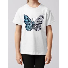wat? Apparel T-Shirt Crystal Butterfly in Wei&szlig; | Gr.: 152-164