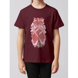 wat? Apparel T-Shirt Ballettschuhe in Weinrot | Gr.: 98/104