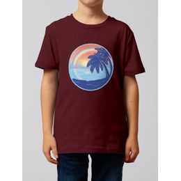 wat? Apparel T-Shirt Sunset Rainbow in Weinrot | Gr.: 152-164