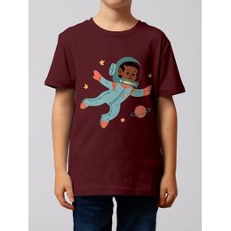 wat? Apparel T-Shirt Astronaut Kind in Weinrot | Gr.: 152-164