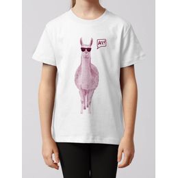 wat? Apparel T-Shirt Lama sagt Hi in Wei&szlig; | Gr.: 110/116