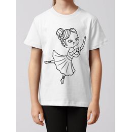 wat? Apparel T-Shirt Ballerina in Wei&szlig; | Gr.: 122/128