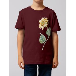 wat? Apparel T-Shirt Sonnenblume in Weinrot | Gr.: 98/104