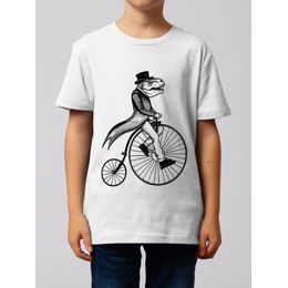 wat? Apparel T-Shirt T-Rex auf Fahrrad in Wei&szlig; | Gr.: 134-146