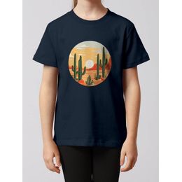 wat? Apparel T-Shirt Sonnenuntergang in der W&uuml;ste in Dunkelblau | Gr.: 122/128