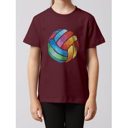 wat? Apparel T-Shirt Volleyball in Weinrot | Gr.: 110/116