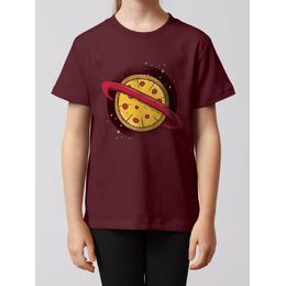 wat? Apparel T-Shirt Pizza Planet in Weinrot | Gr.: 134-146