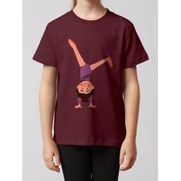 wat? Apparel T-Shirt Turnen in Weinrot | Gr.: 110/116