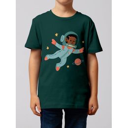 wat? Apparel T-Shirt Astronaut Kind in Dunkelgr&uuml;n | Gr.: 98/104