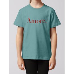 wat? Apparel T-Shirt Amore in Teal Monstera | Gr.: 134-146