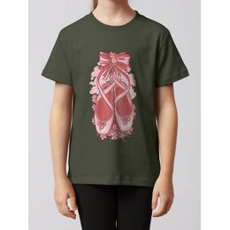 wat? Apparel T-Shirt Ballettschuhe in Khaki | Gr.: 98/104
