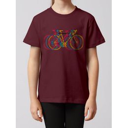wat? Apparel T-Shirt Fahrr&auml;der in Weinrot | Gr.: 98/104