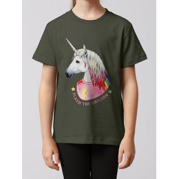 wat? Apparel T-Shirt Flash, the unicorn in Khaki | Gr.: 134-146