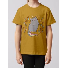 wat? Apparel T-Shirt Unicorn Cat in Ocker | Gr.: 152-164