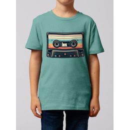 wat? Apparel T-Shirt Retro Kassette in Teal Monstera | Gr.: 122/128