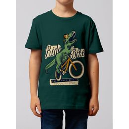 wat? Apparel T-Shirt T-Rex Fahrrad in Dunkelgr&uuml;n | Gr.: 152-164
