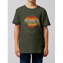 wat? Apparel T-Shirt Sunset Berge & Tannen in Khaki | Gr.: 98/104