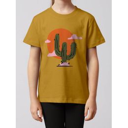 wat? Apparel T-Shirt Kaktus im Sonnenuntergang in Ocker | Gr.: 98/104