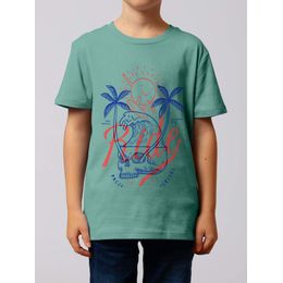 wat? Apparel T-Shirt Ride the waves in Teal Monstera | Gr.: 110/116