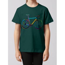 wat? Apparel T-Shirt Fahrrad by night in Dunkelgr&uuml;n | Gr.: 134-146