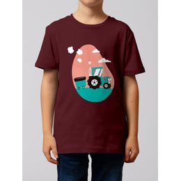 wat? Apparel T-Shirt Traktor in Weinrot | Gr.: 110/116