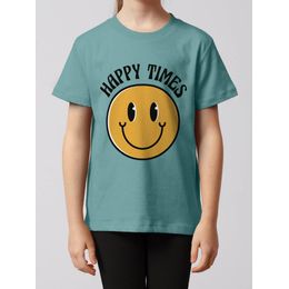 wat? Apparel T-Shirt Happy times in Teal Monstera | Gr.: 110/116