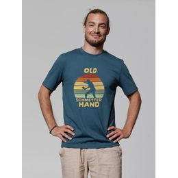 wat? Apparel T-Shirt Old Schmetterhand in Petrol | Gr.: 46