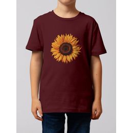 wat? Apparel T-Shirt Sonnenblume in Weinrot | Gr.: 122/128