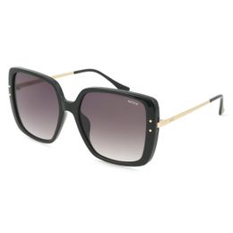 Mexx Eyes 6582 | Damen-Sonnenbrille | Fassung: Vollrand, Eckig, Kunststoff, Schwarz | Glasfarbe: Grau