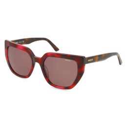 Mexx Eyes 6566 | Damen-Sonnenbrille | Fassung: Vollrand, Cat Eye, Kunststoff, Pink Braun | Glasfarbe: Braun