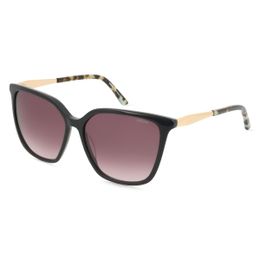 Mexx Eyes 6573 | Damen-Sonnenbrille | Fassung: Vollrand, Eckig, Kunststoff, Schwarz | Glasfarbe: Grau