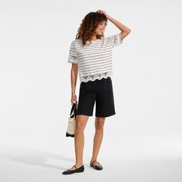 LANDS' END Flammgarn-Shirt mit Bord&uuml;ren, Damen,  Wei&szlig;, Baumwolle, by Lands' End