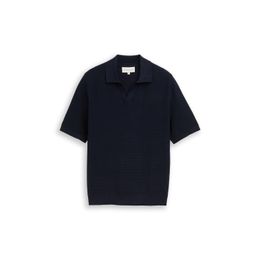 Tom Tailor Herren Strickpullover mit Polokragen, blau, Uni, Gr. XL