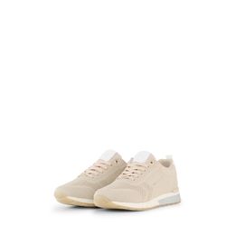 Tom Tailor Damen Sneaker mit Mesh-Einsatz, beige, Uni, Gr. 39