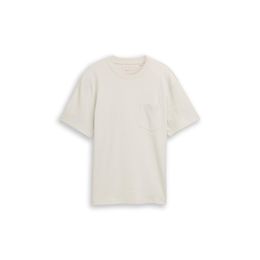 Tom Tailor Denim Herren Relaxed Fit T-Shirt mit Brusttasche, wei&szlig;, Uni, Gr. XS