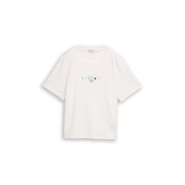 Tom Tailor Damen T-Shirt aus Baumwolle, wei&szlig;, Uni, Gr. XL