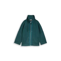 Tom Tailor Damen Boxy Fit Scuba Sweatjacke, gr&uuml;n, Meliert, Gr. M