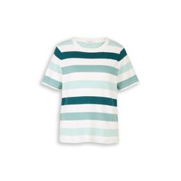 Tom Tailor Damen T-Shirt aus Baumwolle, gr&uuml;n, Gestreift, Gr. XXL