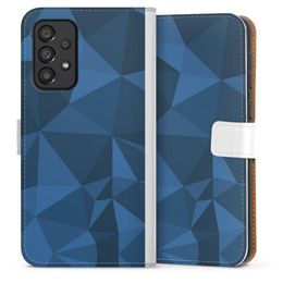 DeinDesign Galaxy A33 5G Handy Klapph&uuml;lle Handyh&uuml;lle aus Kunst Leder wei&szlig; Flip Case Abstract Geometric Muster Sideflip mit Lasche