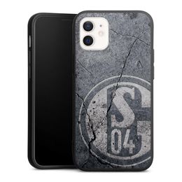 DeinDesign iPhone 12 mini Handy Premium Silikon H&uuml;lle Handyh&uuml;lle schwarz Case Merchandise Fc Schalke 04 Concrete Silikon Premium Case